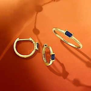 RS Pure by Ross-Simons 0.10 ct. t.w. Sapphire Huggie Hoop Earrings in 14kt Yellow Gold
