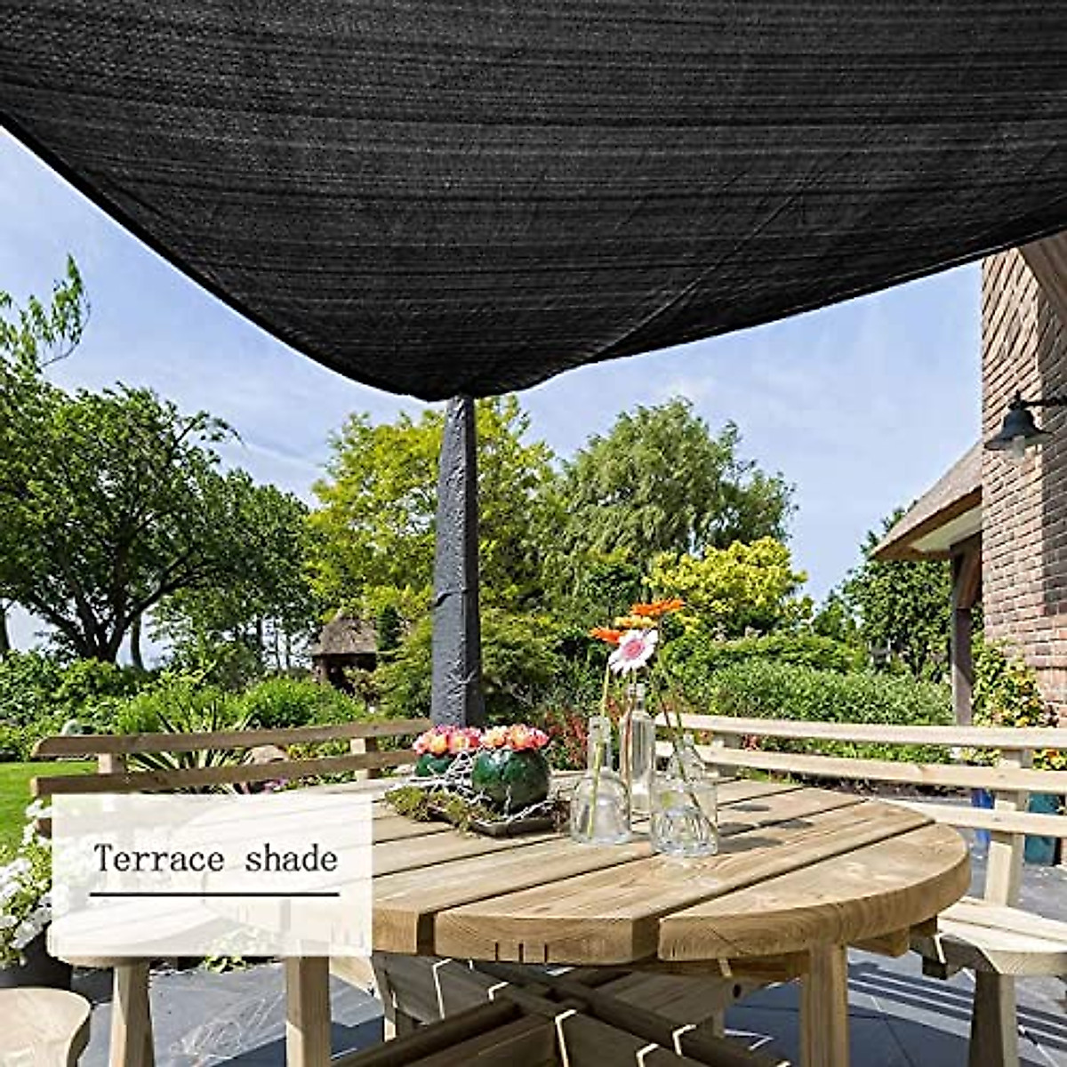 90% Sunblock Shade Shade Sail,Uv Resistant Shade Cloth, Shade Nettting with Buttonhole,Rectangle Sun Mesh for Garden Outdoor Flower Plant Camping,Black,2X6m,3X3m,6X8m (Size : 1X2m)