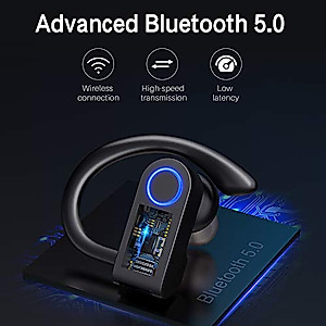 PRTUKYT Wireless Earbuds, Bluetooth 5.0 Running Headphones Stereo Deep Bass Sport Earphones Built-in Mic Digital LED Display 30Hrs Playtime Headset with Ear Hooks for Sports Running Gym