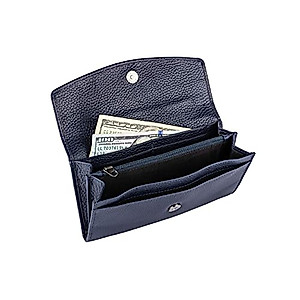 Zinda Genuine Leathers Women’s Wallet Purse Flap Over RFID Protection (Navy)