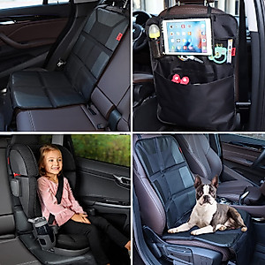 Kaiphy Car Seat Protector with Thick Padding + Backseat Car Organizer, XL Car booster protector for Child Baby Carseat, Waterproof & Durable 600D Fabric, Kick Mat Back Seat w/Storage Pockets