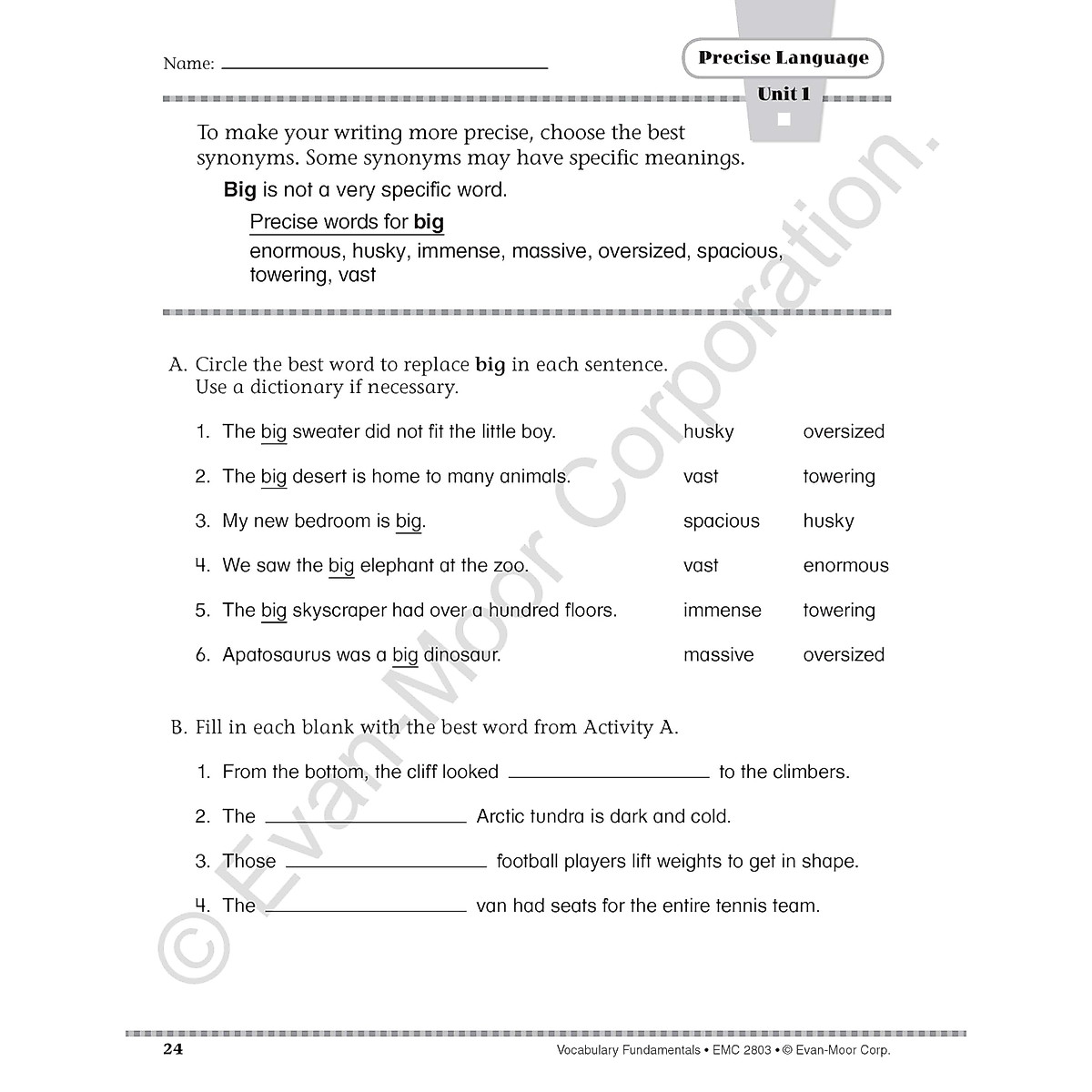 Vocabulary Fundamentals, Grade 3