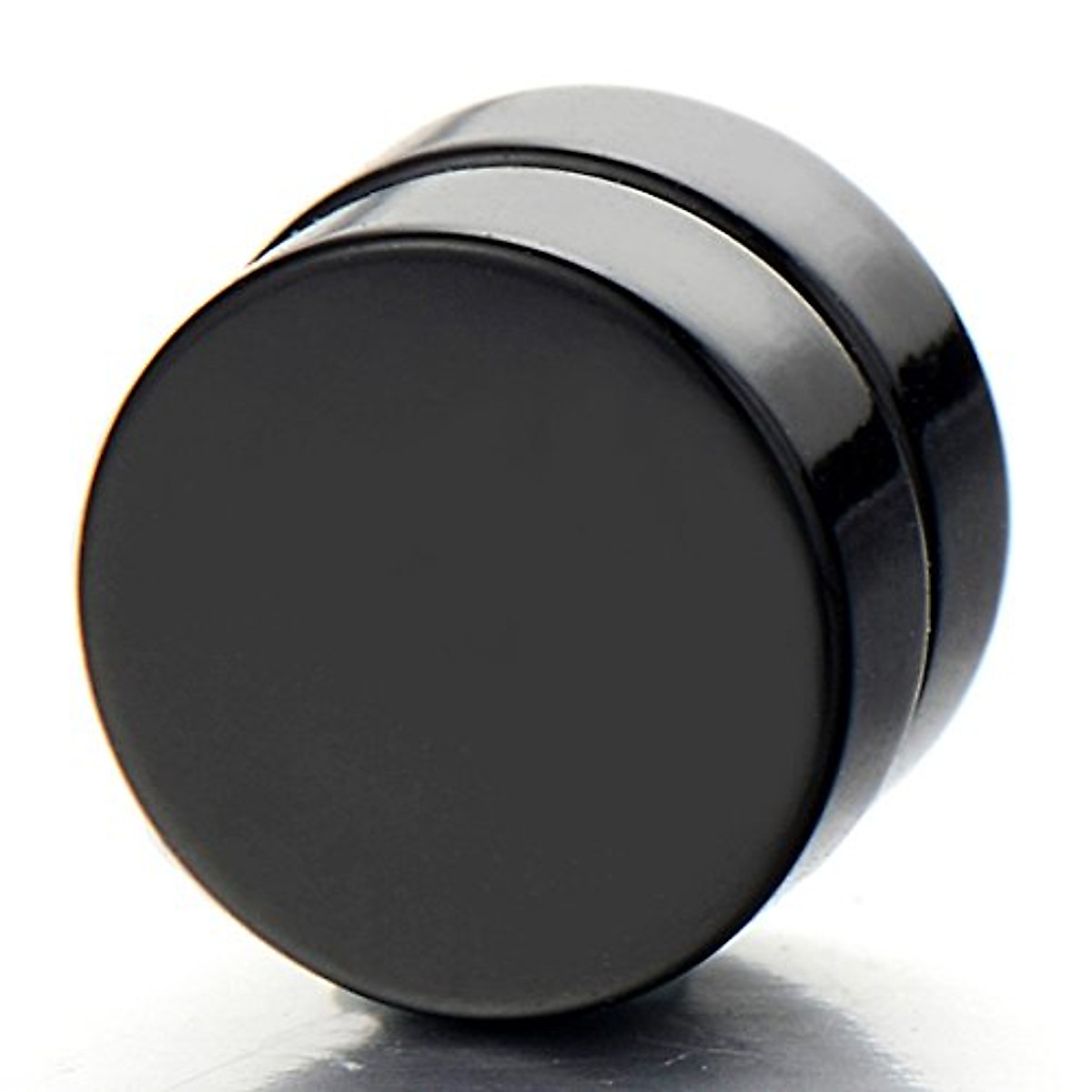 2pcs 8MM Magnetic Black Circle Stud Earrings for Men Women, Non-Piercing Clip On Cheater Fake Ear Gauges
