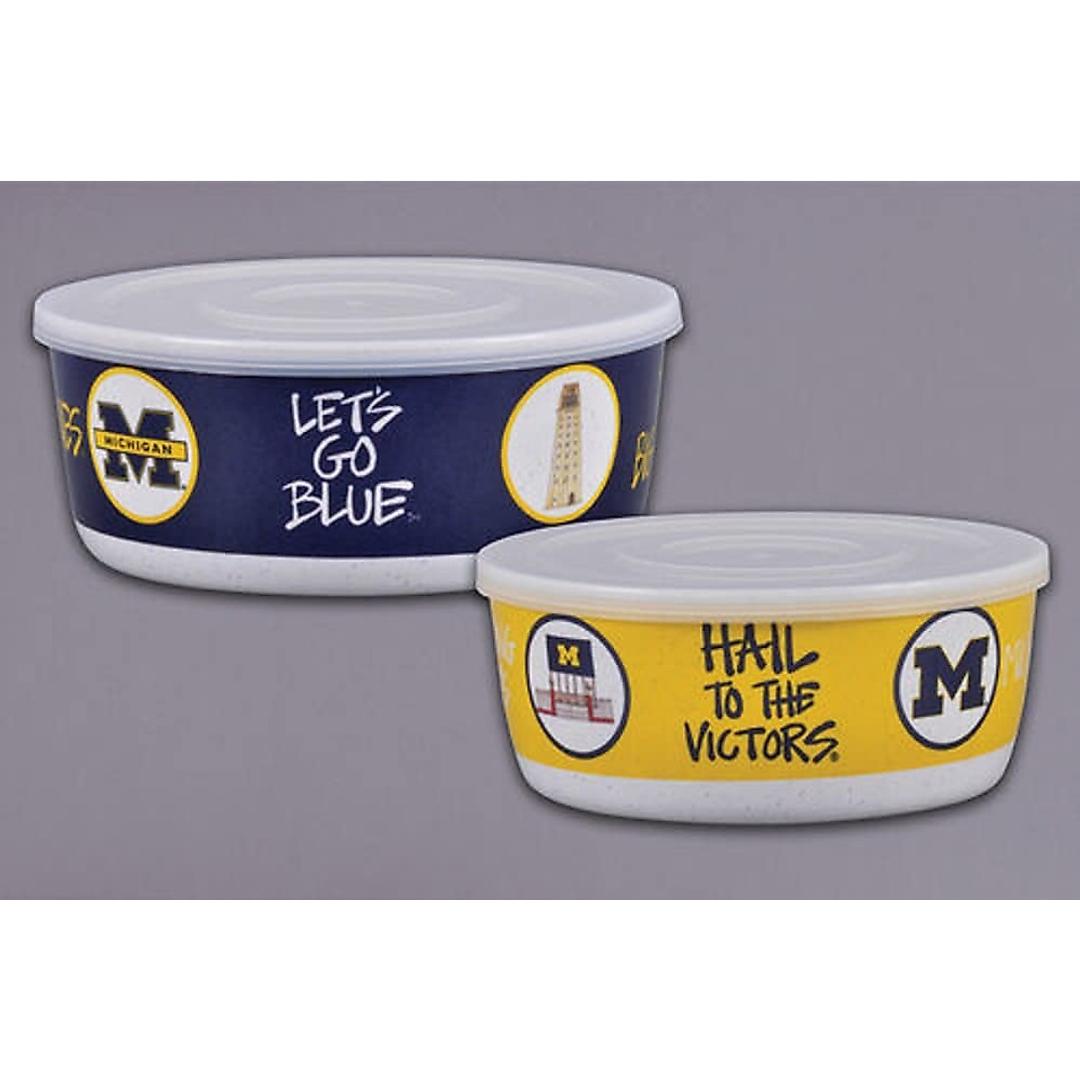 Magnolia Lane Michigan Container, Set of 2, Melamine, Go Blue, To the Victors, 21768