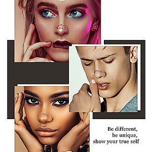 TEN MIRO Nose Chain Piercing Across Nose Surgical Steel Nostril Piercing Jewelry CZ L Shaped Nose Studs and Heart Chain 20g Nose Chain Piercing for Women(3.8MM)