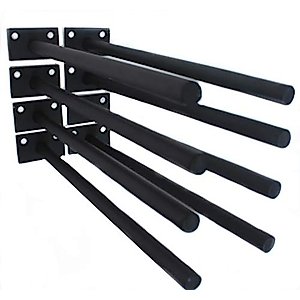 8 Pcs 10" Black Solid Steel Floating Shelf Bracket Blind Shelf Supports - Hidden Brackets for Floating Wood Shelves - Concealed Blind Shelf Support – Screws