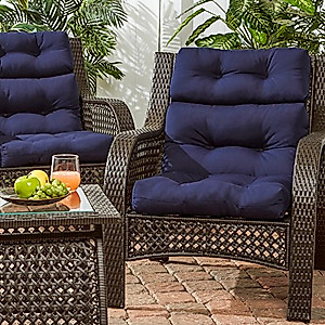 Greendale Home Fashions Outdoor 44 x 22-inch High Back Chair Cushion, Set of 2, Midnight 2 Count