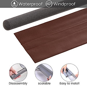 Kepfire Adjustable Under Door Draft Blocker 37 Inch for Double Doors - Noise Reducing & Dust Resistant Insulation Strip, Brown