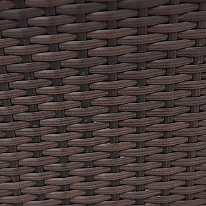 HARBOURSIDE Patio Wicker Bar and Stool Chairs, Outdoor Counter Height Stools Set of 2, All-Weather Dinning Chair with Red Cushion for Garden, Yard, Poolside, Brown Wicker and Steel Frame