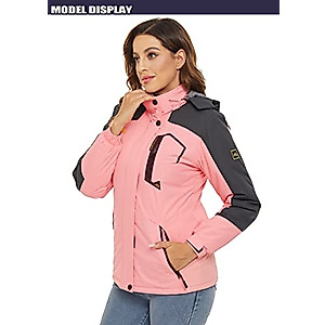TACVASEN Waterproof Jackets for Women Winter Ski Jacket Warm Snow Coat Mountain Jacket Women Rain Jackets for Women Waterproof with Hood Raincoat