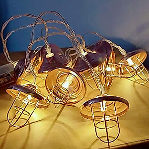 Fairy Lights 9.84Ft 20LED Lampshade Industrial Style Rose Gold Geometric String Lights for Bedroom, Christmas, Parties, Wedding, Centerpiece, Decoration