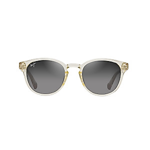 Maui Jim Hiehie Round Sunglasses, Shiny Trans Yellow/Neutral Grey Polarized, Small