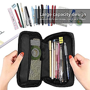 ProCase Black Portable Pencil Bag Pen Case Bundle with [2 Pack] Black Soft PU Leather Pencil Bag Pen Case