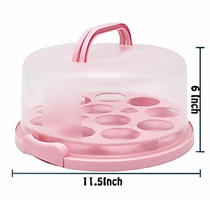 Jninexiu 10 Inch Cake Carrier with Lid and Handle, Cupcake Carrier Cupcake Holder Portable Round - Two Sided Base for Pies Cookies Nuts Fruit etc - Suitable for 10 inch Cake Perfect Gifts