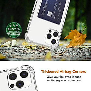 ANHONG Upgrade Clear Card Case Compatible with iPhone 12/12 Pro 6.1 inch, Slim Fit Thin Protective Soft TPU Shock-Absorbing Wallet Case with Card Holder