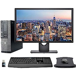Dell Optiplex 7010 PC with 24 FHD Dell Monitor, Wireless Keyboard, WiFi, Intel i5, 8GB Memory, 240GB SSD Storage, Windows 10 (Renewed)