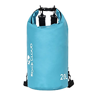 ROCK CLOUD Dry Bag Waterproof 20L Dry Sack for Kayaking Rafting Boating Beach Surfing Swimming Canoe Camping Hiking Fishing Ski, Lake Blue