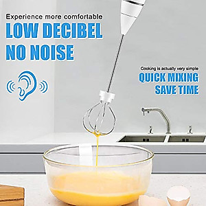 Milk Frother Handheld Foam Maker for Lattes Electric Whisks Rechargeable Drink Mixer Beater with 3 Heads for Bulletproof Coffee Cappuccino Frappe Matcha Hot Chocolate(White 3.0)