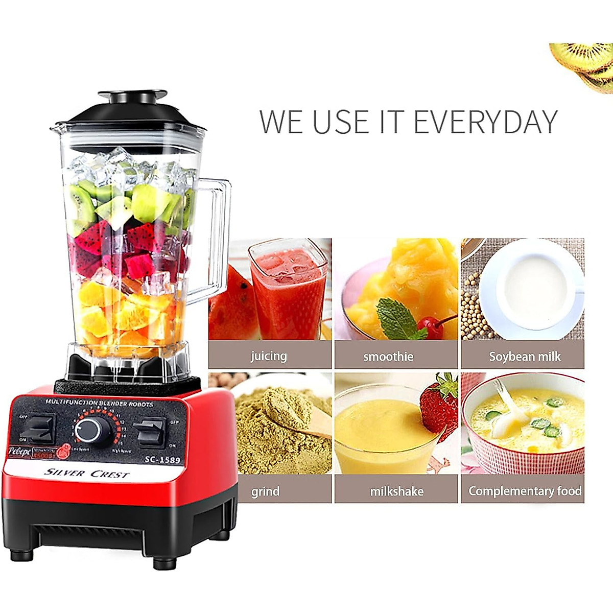 Heavy Duty Professional Blender, Peak 2200W Commercial Grade Bar Blender With 70Oz Container For Shakes, Smoothies, Ice Crushing, Frozen Fruits, Soups, Dry Grinding (White)