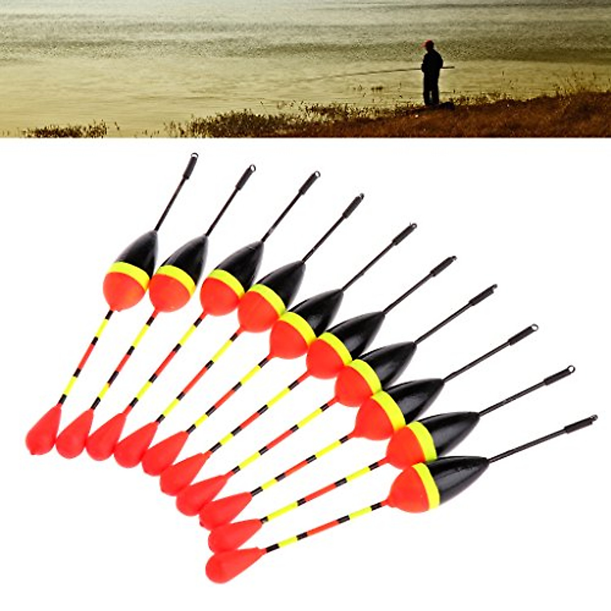 HELYZQ 10pcs Carp Fishing Floats Set Buoy Bobber Stick for Fish Tackle Vertical 8# 1.2g