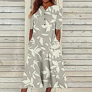 KINGOLDON Beach Dresses for Women Casual Summer Women's Floral Dresses All White Plus Size Dresses Floral Dress for Women Plus Size Dress with Pockets Plus Size Dress Plus Size Dresses for Curvy