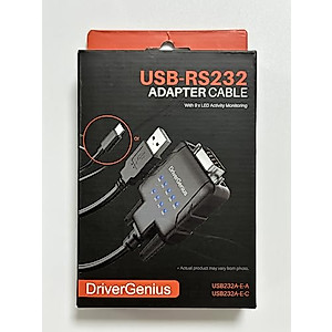 DriverGenius USB to Serial RS232 DB9 Adapter Cable with 9 x LED Indicators - Prolific PL2303 - Compatible with Windows 11, macOS Sequoia 15.1.1, Linux (USB232A-E-A, 3ft/1m)