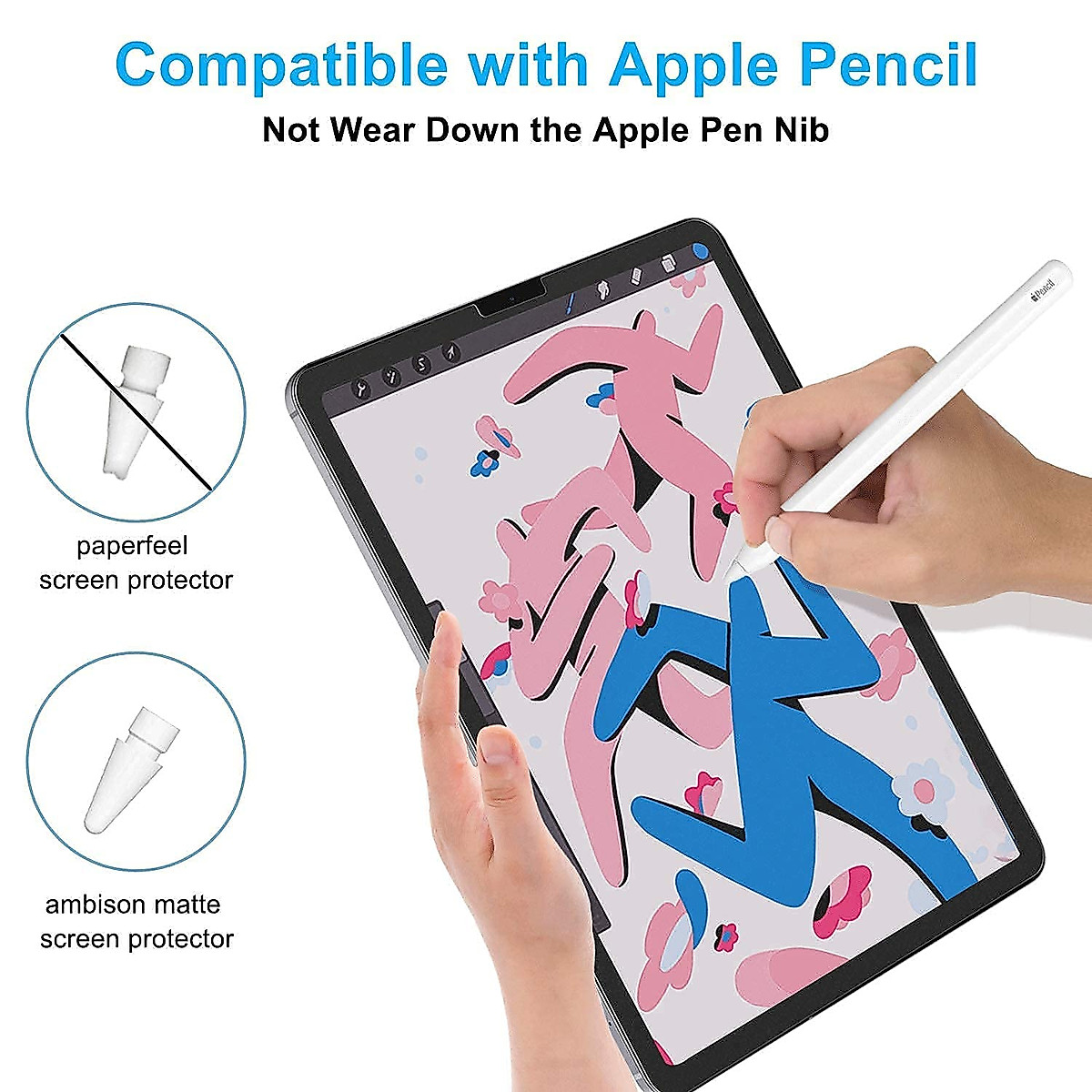 Ambison [2Pack Matte Glass Screen Protector Compatible with iPad Pro 11 2022, Writing Smooth/Anti Glare, Reduce Nib Wear, Fingerprint Free for iPad Pro 11 /iPad Air 5/iPad Air 4th Generation