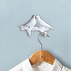 gazechimp Luxury Coat Key Hanger,Resin Bird Wall Decorations,Coat Clothes Towel Hook for Bedroom Home Entryway, White