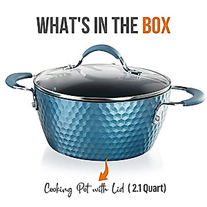 NutriChef Durable Non-Stick Cooking Pot - High-Qualified Kitchen Cookware with See-Through Tempered Glass Lids, 2.1 Quarts, Works with Model: NCCW11BD), One size, Blue - NutriChef PRTNCCW11BDCP