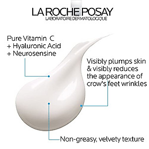 La Roche-Posay Redermic C Pure Vitamin C Eye Cream with Hyaluronic Acid to Reduce Wrinkles for Anti-Aging Effect, 0.5 Fl Oz (Pack of 1)