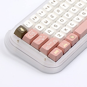 EPOMAKER Mini Cat 64 60% Hot Swappable Acrylic RGB Wired Mechanical Gaming Keyboard, VIA Programmable with Dye Sublimation PBT Keycaps for Mac/Win/Gamers(MIA Keycaps, Epomaker Flamingo Switch)