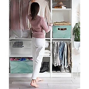 Large Storage Baskets Bins Green Marble Collapsible Storage Box Laundry Organizer for Closet Shelf Nursery Kids Bedroom Aqua Nature Stone Agate