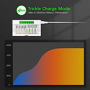 EBL AA AAA Battery Charger, 8-Bay Individual Charger for NiMH AA Rechargeable Batteries 1-Hours Fast Charging