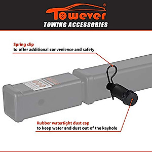 Towever 5/8 inch Trailer Hitch Locking Pin, Solid Steel Tow Hitch Lock with Anti Rattle O-Rings Fits Class III IV V 2 inches and 2-1/2 inches Receiver (Pack of 2 pcs)