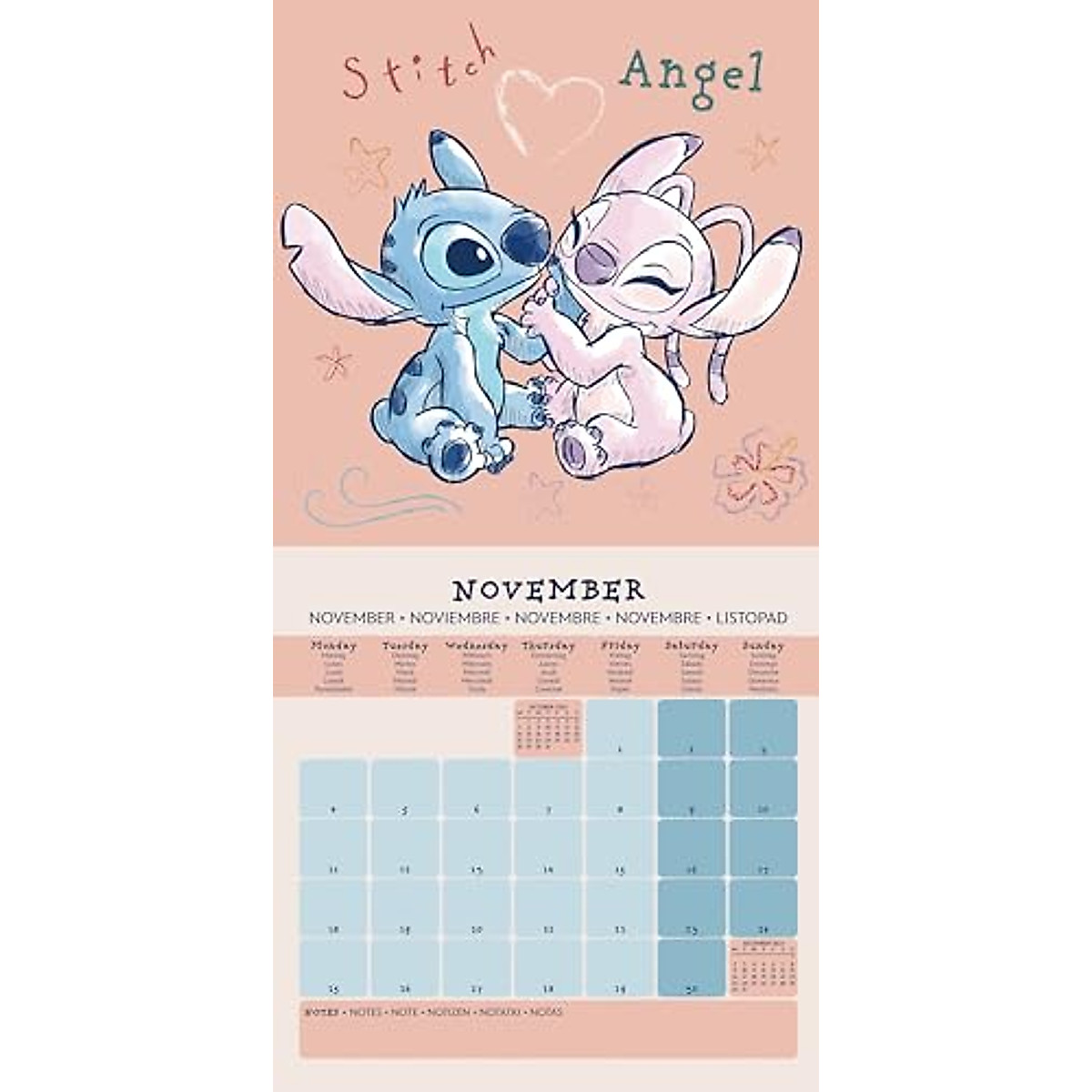 Lilo and Stitch Calendar 2024 - Month to a View Planner 30cm x 30cm - Official Merchandise