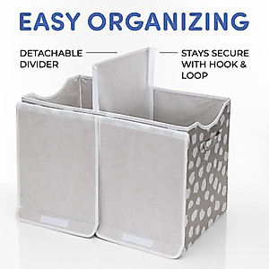 Toy Chest for Kids - Large Storage Chests with Detachable Organizer and Flip-Top Lid for Boys or Girls Nursery or Playroom Toys - Gray