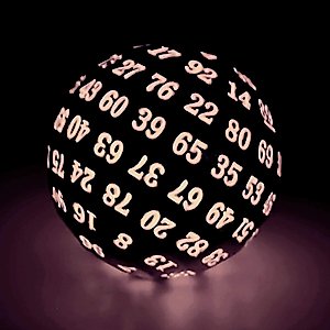 Haxtec D100 Metal Dice 100 Sided Glow in The Dark DND Dice Dungeons and Dragons Pathfinder RPG-Silver Glowing Red Numbers