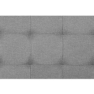 Amazon Basics Faux Linen Upholstered Tufted Headboard, Queen, Gray