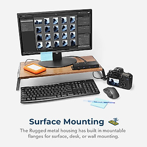 USB 3.2 Gen 1 4-Port Industrial Hub Metal Case with Screw Lock Cable Option