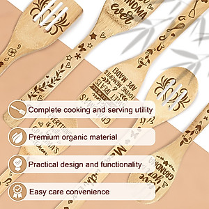 Rabbitable Gifts for Grandma, Ceramic Utensil Holder for Cooking with Wooden Spoons Mothers Day Gifts for Grandma, Grandma Mothers Day Gift Cooking Tools Kitchen Utensils Set with Wooden Spoons for 6