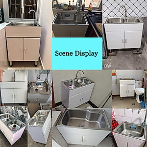 AVIMYA Upgraded Kitchen Sink Freestanding Utility Sink Laundry Cabinet Wash Basin with Hot and Cold Faucet for Balcony Garage Bathroom, Easy to Assemble/20.8X15.3In