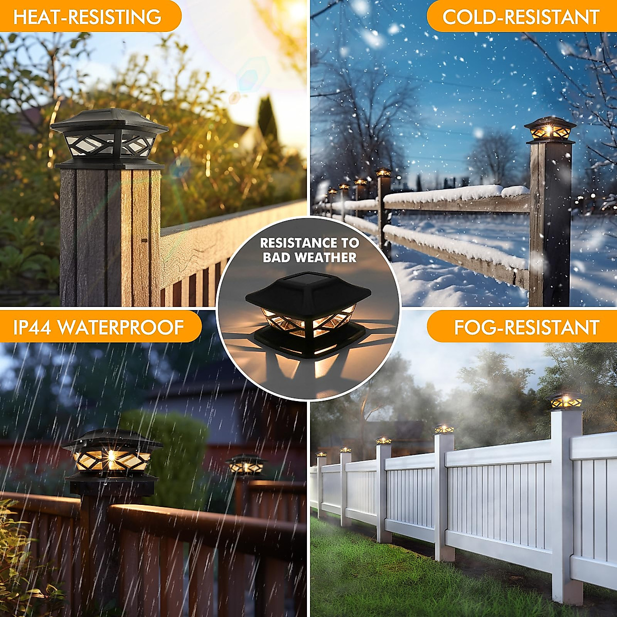 TWINSLUXES Solar Lights for Outdoor - 2 Modes, Waterproof LED Post Cap Lights, Gard/Patio/Porch - Solar Powered (1 Pack, Fits 3.5x3.5 to 6x6 Wooden/Vinyl/Fence Posts)