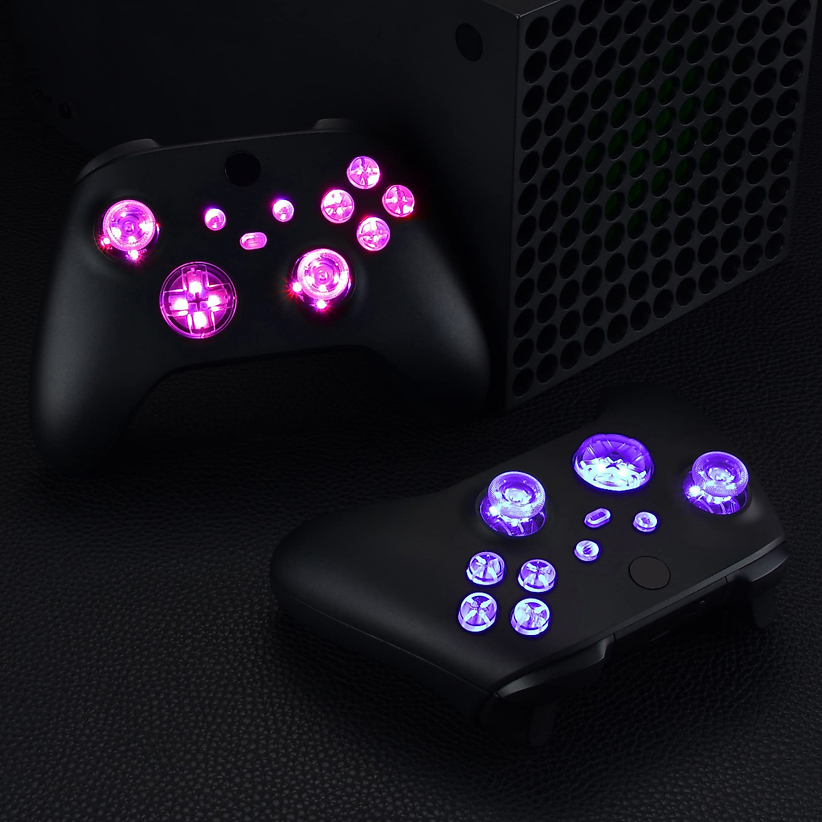 eXtremeRate Multi-Colors Luminated D-pad Thumbsticks Start Back Sync ABXY Buttons for Xbox Series X/S Controller, 7 Colors 9 Modes DTF LED Kit for Xbox Series X/S Controller - Controller NOT Included