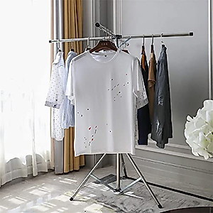 OWOT Foldable Clothes Drying Laundry Rack Portable Space Saving, Adjustable High Capacity 4 Poles Stainless Steel Laundry Drying Rack, Collapsible Space Saving Indoor Outdoor Use,Silver