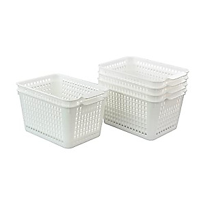 Fiazony 6-Pack White Plastic Storage Basket, Office Storage Baskets