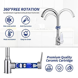 PFAMKEER Single Handle High Arc Kitchen Faucets Stainless Steel Chrome Plated, Modern Single Hole Kitchen Sink Faucet, Commercial One Hole Bar Sink Faucet