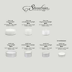 Stonebriar Bulk 50 Pack Unscented Smokeless Long Tea Light Candles with 8 Hour Extended Burn Time, White, 50 Count