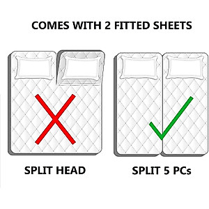 Split Sheet Set (5Pc) Split California King Sheets for Adjustable Beds 100% Egyptian Cotton 800 Thread Count Split California King Sheet Set, 21" Deep Pocket Adjustable Bed Sheets, Sage Solid