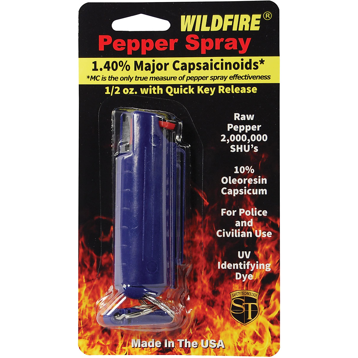 College Safety Bundle: Wildfire 18% Hard Case 1/2 Oz Pepper Spray and Keychain Alarm with Light - Lot of 2 Pieces (Blue Wildfire)