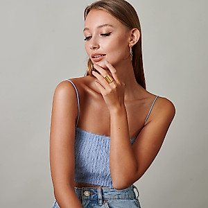 Modern Statement Gold Rings for Women and Girls, Adjustable Wide Cuff Ring Wrap Open Ring